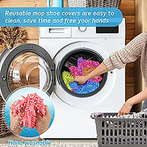 IUMÉ 5-Pairs Mop Slippers Shoes for Floor Cleaning, 10 Pcs Microfiber Shoes Cover Reusable Dust Mops for Women Washable, Mop Socks for Foot Dust Hair Cleaners Sweeping House Office Bathroom Kitchen