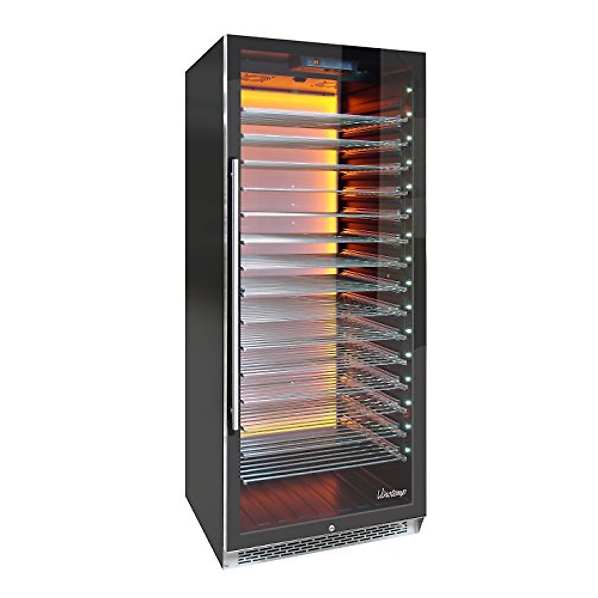 Vinotemp EL-300COMM Cellar Cooler Refrigerator, Built-in or Freestanding Wine Fridge with Touchscreen Temperature Control Glass Door and Safety Lock, 188 Bottle, Black