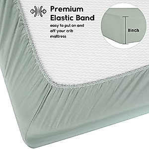 Yoofoss Baby Crib Sheets for Boys Girls, Fitted Crib Sheet 2 Pack for Standard Crib and Toddler Mattress, Super Soft Microfiber Baby Sheet 28x52x8in(Green-Brown)