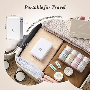 Label Maker D110 Bluetooth Thermal Label Maker Machine with Tape, Portable Inkless Label Printer Handheld & Rechargeable with Multiple Templates for Home Office, Compatible with iOS Android, White