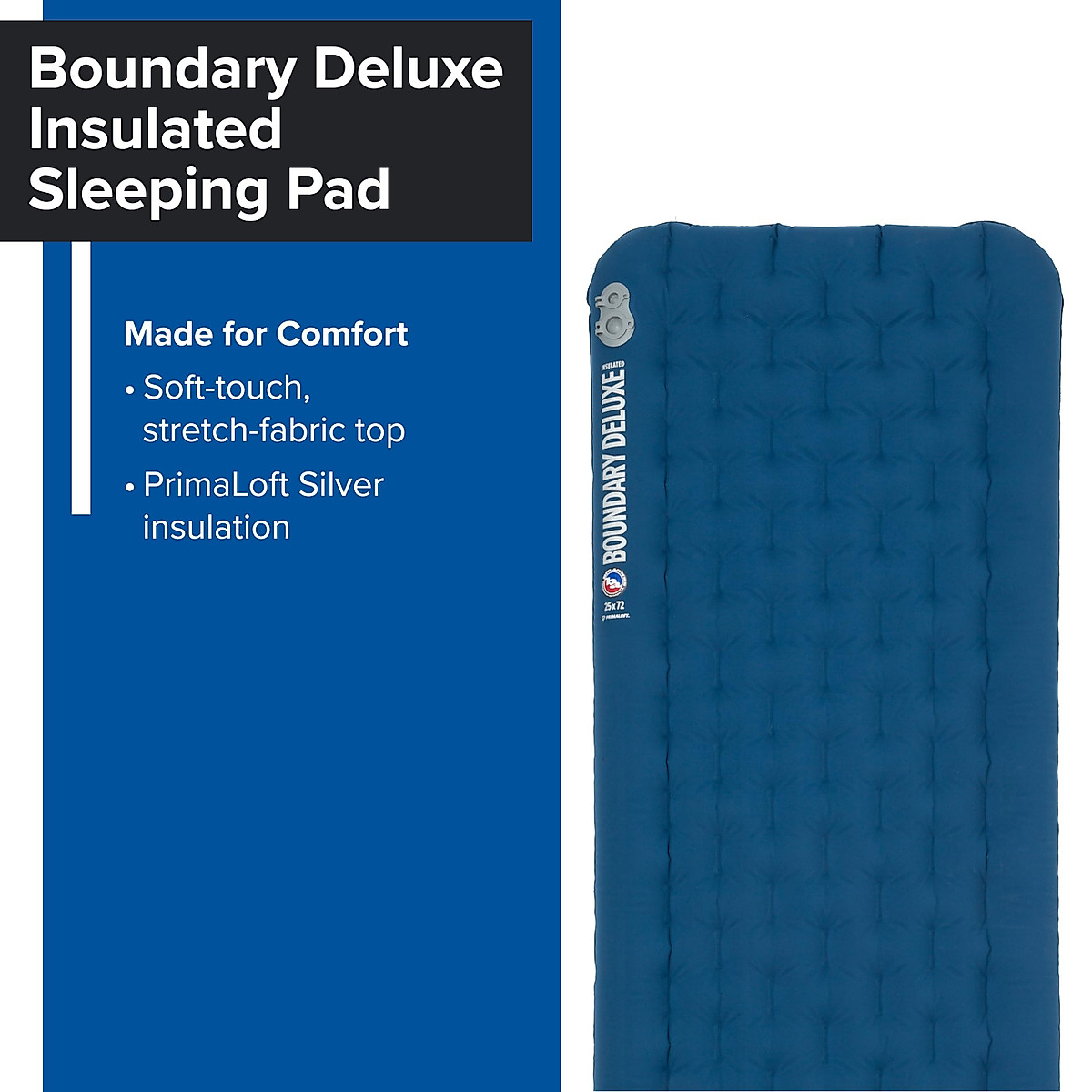 Big Agnes, Boundary Deluxe, Insulated Sleeping Pad, Regular, Gibraltar Sea, (20X72)