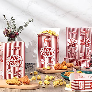 Potchen 200 Pieces Popcorn Boxes Red and White Striped Close Top Popcorn Container 1.25 oz for Movie Party and Theater Night Supplies