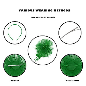 Century Star Kentucky Derby Hats Fascinator for Women Tea Party Hats Flower Mesh Ribbons Feathers Flapper Headband Hair Clips Green One Size