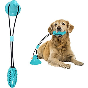 PrimePetPlay Suction Cup Dog Chew Toy - Bite Resistant and Durable - Perfect for Aggressive Chewers - Dental Health and Interactive Play, Sky Blue