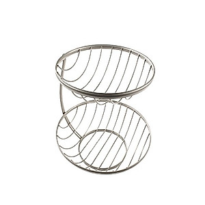 Spectrum Diversified Ashley 2 Tier Server Serving Basket Fruit Bowl & Produce Snack Display Stand, Medium, Chrome