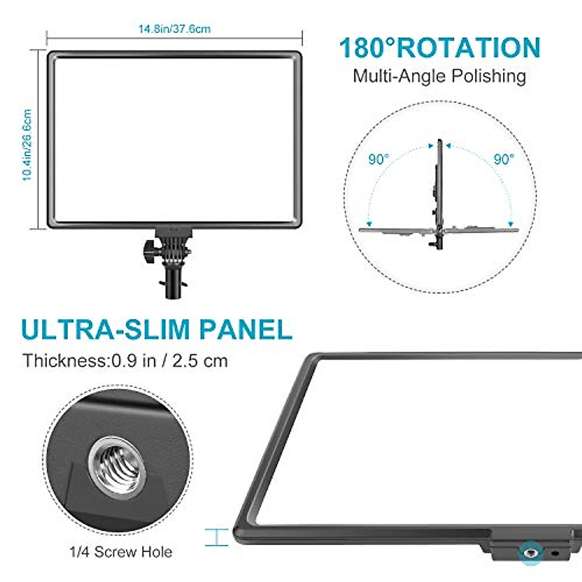Neewer Super Slim LED Video Light Soft Lighting 40W 3200K-5600K CRI95+ Dimmable LED Panel with LCD Display