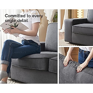 HOWE Sofa, 89 inch Modern Sofa Couch with USB Charging Ports & Cup Holders, Comfy Sofa- Deep Seat Couch for Living Room (Charcoal Grey Chenille)