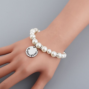 KUIYAI Goddaughter Pearl Bracelet First Communion Bracelet Christening Gift (Goddaughter pearl bracelet)