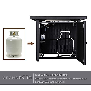 Grand Patio Outdoor Gas Fire Pit Table 30-Inch Square Propane Gas Fire Pit CSA Safety Approved 50000BTU with Steel Tabletop, Removable Lid, and Lava Rock for Garden, Backyard, and Deck Parties