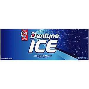 Dentyne Ice Peppermint Sugar Free Gum, 9 Packs of 16 Pieces (144 Total Pieces)