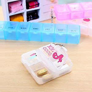 DOITOOL Home Storage Organizer 2pcs Weekly Pill Holder Rotated 7 Slot Vitamin Medicine Box Case Organizer Container (White)