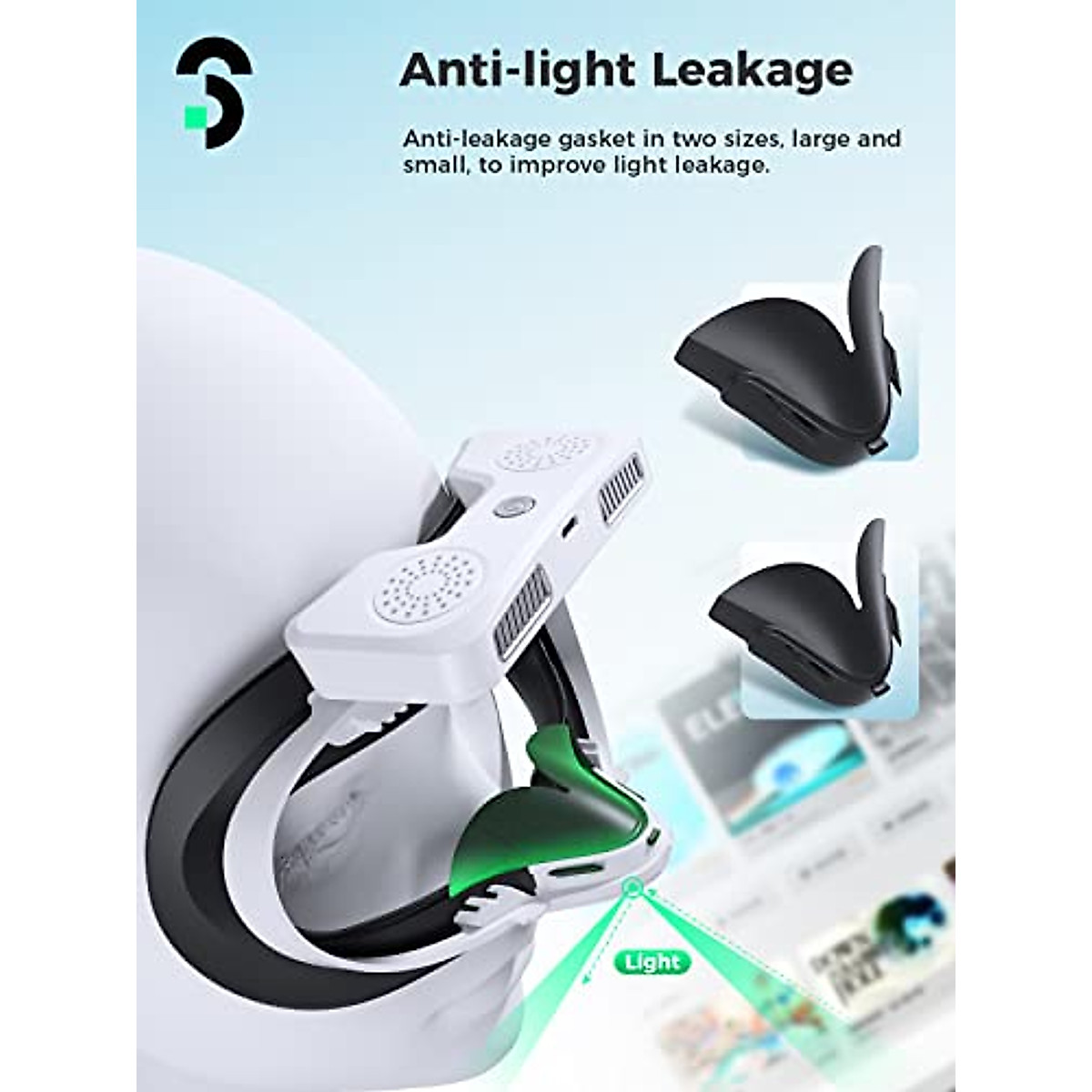 VR Cooling Fan Compatible with Meta/Oculus Quest 2, SOOMFON Upgraded Face Pad with Double Cooling Fan System and Five Ventilation Modes, Accessories to Relieve Lens Fogging and Hot Air