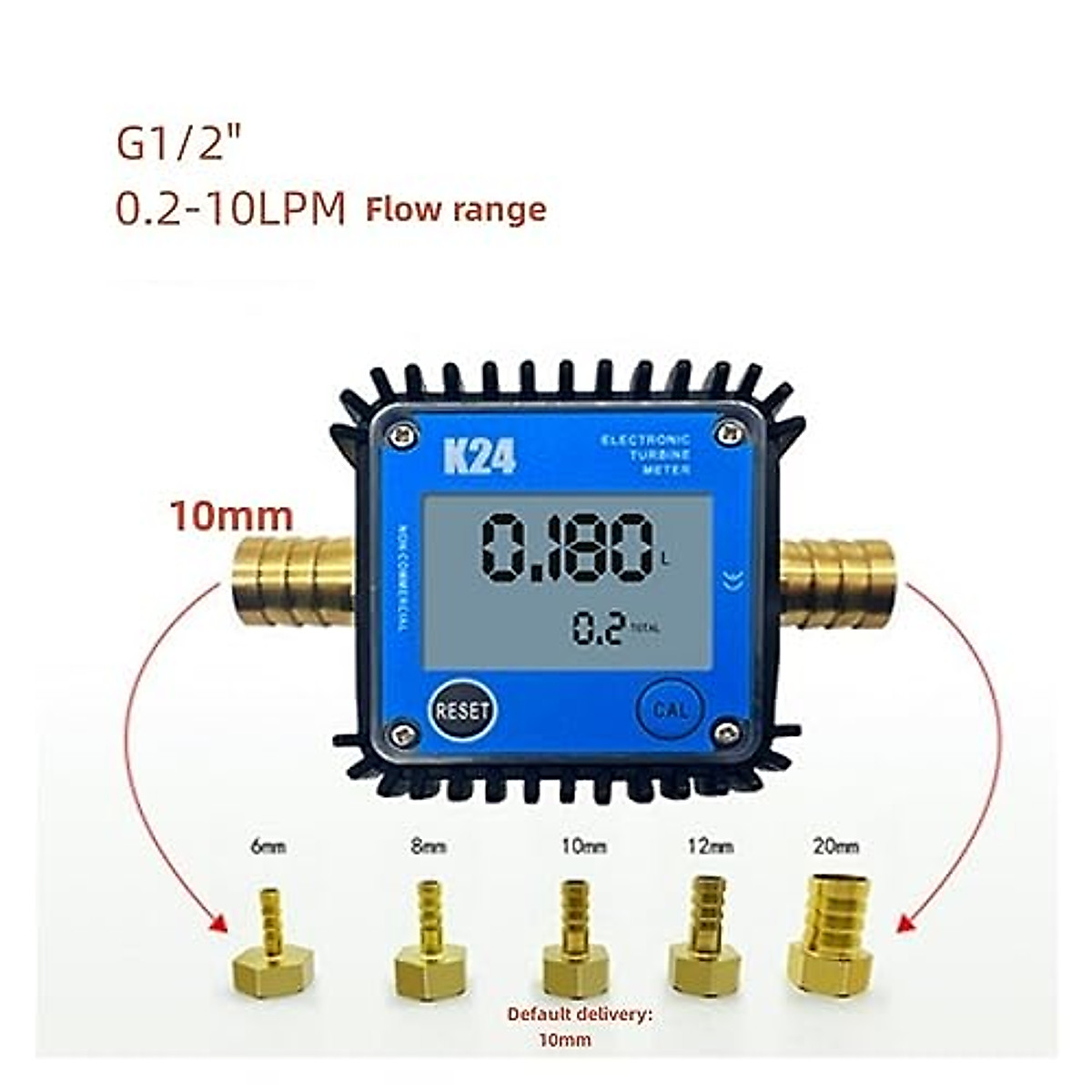 Flow Control Meter G1/4" G1/2" Micro Flow Digital Display Meter, ar Flow Meter Gasoline Oil Hydraulic Oil Soy Oil Water 0.1-10L/min Used in Petroleum,Food, Etc. (Color : 0.2-10PLM,