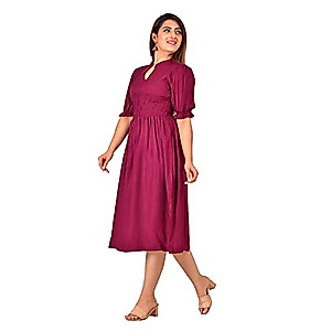 Vasu Agencies Womens Rayon Wine Red 3/4 Sleeves Floral Printed Straight Anarkalis Kurti (2X-Large)
