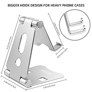 Aoviho Adjustable Phone Stand Holder Cell Phone Holder, Updated Fully Foldable Desk Dock Cradle for iPhone 12 13 11 Pro X XR XS max 8 7 6 Plus Samsung iPad Mini Kindle (Silver)