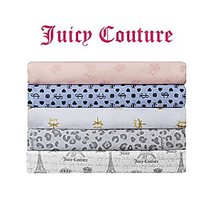 Juicy Couture – Microber Sheet Set | King Size Bed Sheets | 4 Piece Set Includes Fitted Sheet, Flat Sheet and 2 Pillowcases | Deep Pockets, Wrinkle Resistant and Anti Pilling