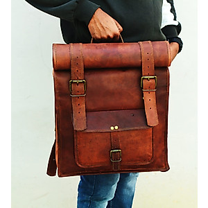 URBAN DEZIRE Men's Leather Vintage Roll On Laptop Backpack Rucksack knapsack college bag