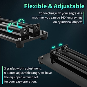 Laser Rotary Attachment for Laser Engraver, CNC Rotary Axis for 360°Engraving Cylindrical Object, Diameter Adjustable, Compatible with CNC Router 3018 and Most Laser Engraving Machine