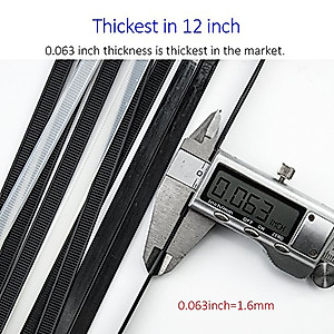 Cable Zip Ties Heavy Duty 12 Inch, Ultra Strong Plastic Wire Ties with 120 Pounds Tensile Strength, 100 Pieces, Nylon Tie Wraps with 0.3 Inch Width in Black & White, Indoor and Outdoor UV Resistant