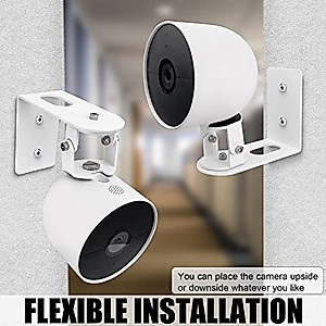 360 Degree Flexible Adjustment Wall Mount Holder Compatible with Google Nest Cam 2nd Generation,Metal Outdoor Wall Bracket Mounting Kit Camera Accessories fit for Google Nest Cam - White