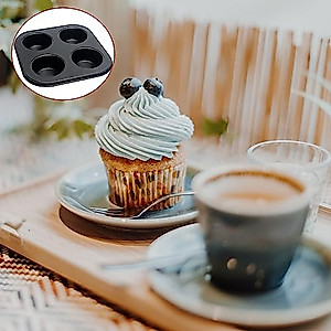 4 Cup Muffin Pan, Bakeware Non-stick Cupcake Baking Pan Mini Pie Pans, Air Fryer Small Oven Cupcake Baking Pan Non Stick No Toxic Bakeware, Heavy Duty Carbon Steel Muffin Tray for Oven Baking (2PCS)