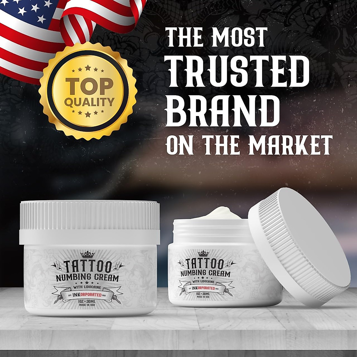 InKorporated Premium Tattoo Numbing Cream Laser Hair Removal, Brazilian Waxing - Vitamin E-Infused Lidocaine Cream Brings Relief within 5-15 Mins - 30ml (1 Oz (Pack of 1))