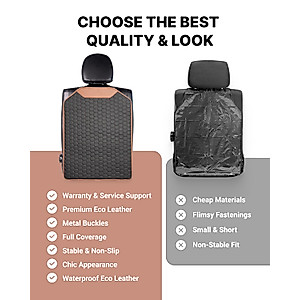 Owleys Premium Leather Car Seat Protector for Back Seat - Back Seat Cover for Kids - Car Kick Mat - Back of Seat Protector for Kids Feet Car Seat Back Protector - 1 Pc Hexy