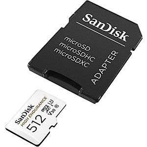 SanDisk 512GB High Endurance Video microSDXC Card with Adapter for Dash Cam and Home Monitoring Systems - C10, U3, V30, 4K UHD, Micro SD Card - SDSQQNR-512G-GN6IA