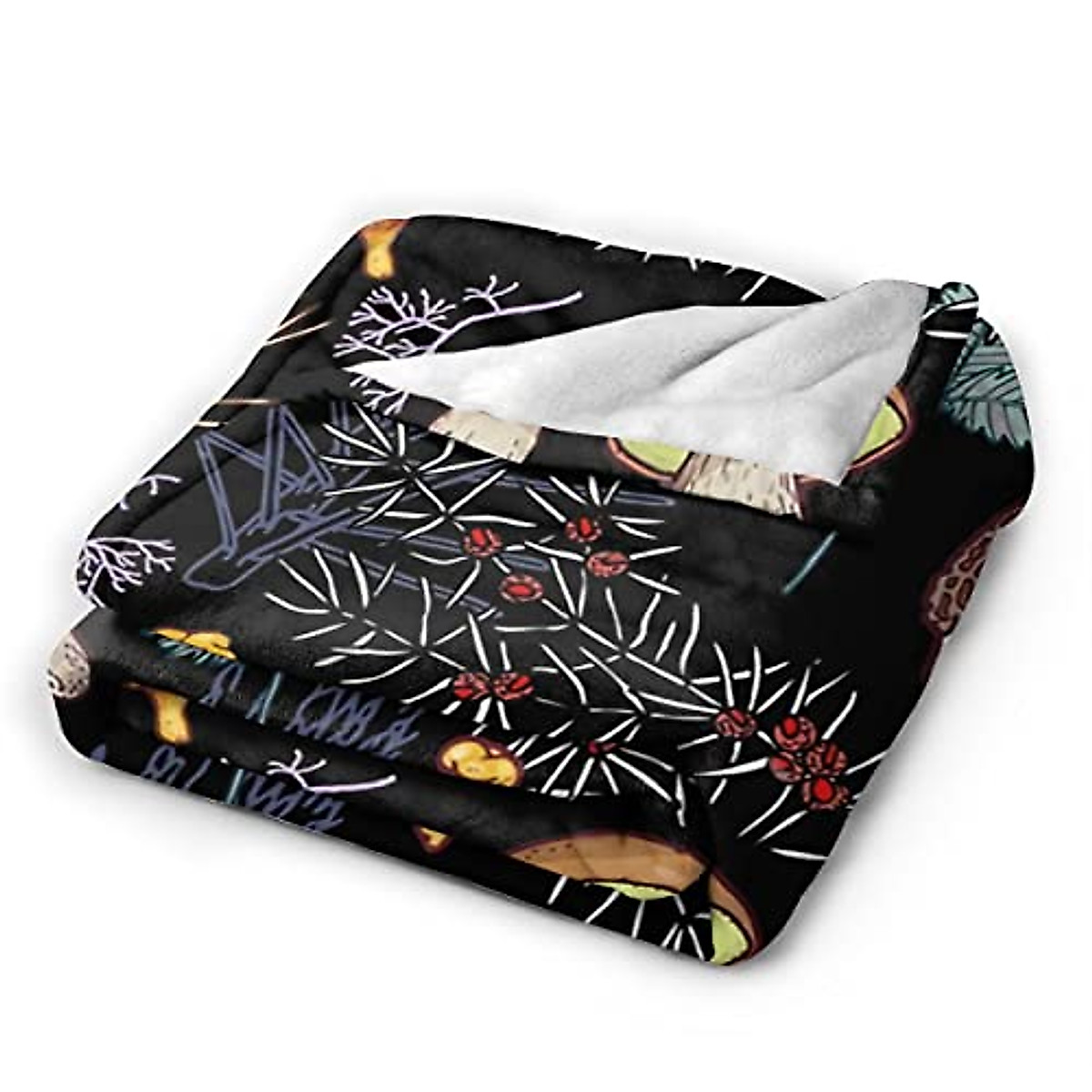 ARTIEMASTER Dark Wild Forest Mushrooms Customized Blanket Soft and Lightweight Flannel Throw Suitable for Use in Bed, Living Room and Travel 80"x60" for Audlt