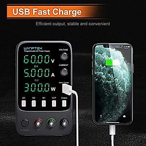 DC Power Supply Variable, 60V 5A Bench Power Supply with Memories, Output Switch, Adjustable Switching Regulated Power Supply with 4-Digits Display, Encoder Adjustment Knob