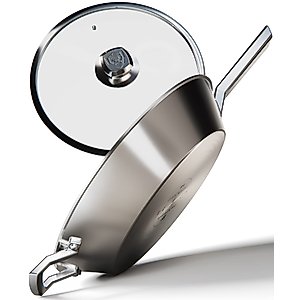 Dalstrong Frying Pan Skillet - 12 inch - The Oberon Series - 3-Ply Aluminum Core Cooking Pan - Premium Silver Kitchen Cookware - Omelet, Beef, Egg Pan - w/Lid & Pot Protector