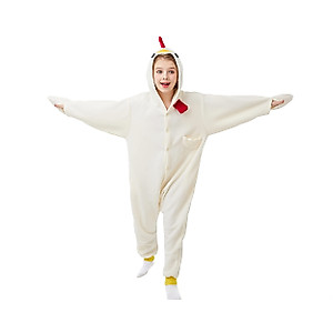 CANASOUR Unisex Halloween Kids Chicken Onesie For 5T Girls Costume Party Cosplay Pyjamas (Height 43-47”, 5T, Chicken)