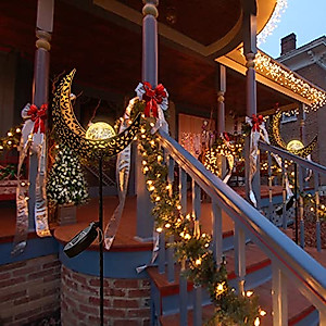 HOMEIMPRO Garden Solar Lights Pathway Outdoor Moon Crackle Glass Globe Stake Metal Lights,Waterproof Warm White LED for Lawn,Patio or Courtyard (Bronze)