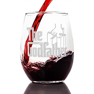 The Godfather Etched Stemless Wine Glass - Officially Licensed, Premium Quality, Handcrafted Glassware, 15oz. - Perfect Collectible Gift for Movie Enthusiasts, Birthdays & Special Occasions