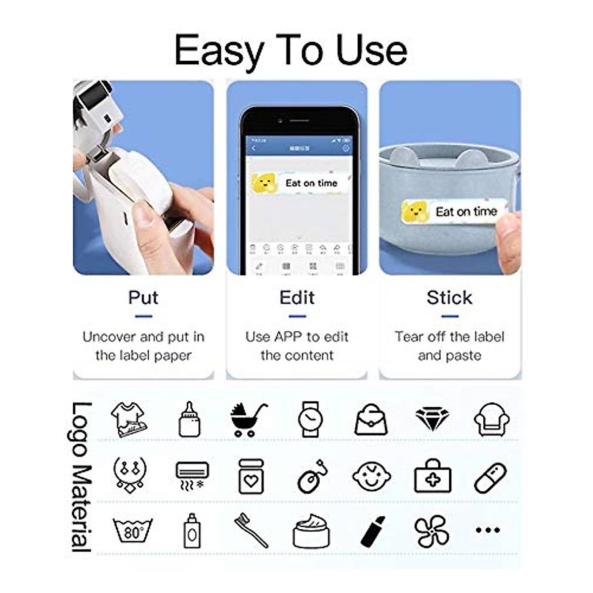 XXXDXDP Multifunction Thermal Label Printer Mini Portable Pocket Thermal Printer for Mobile Phone Home Use Office (Color : Black)