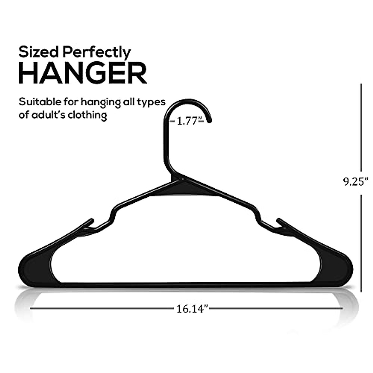 Utopia Home Plastic Hangers 100 Pack - Durable, Slim & Sleek Hangers with Shoulder Grooves - White & Black Clothes Hangers