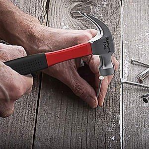 Fiberglass Claw Hammer with Comfort Grip Handle and Curved Rip Claw, 16 Oz - Durable Tool for Home Repair, DIY, Building, Woodwork by Stalwart (Red)