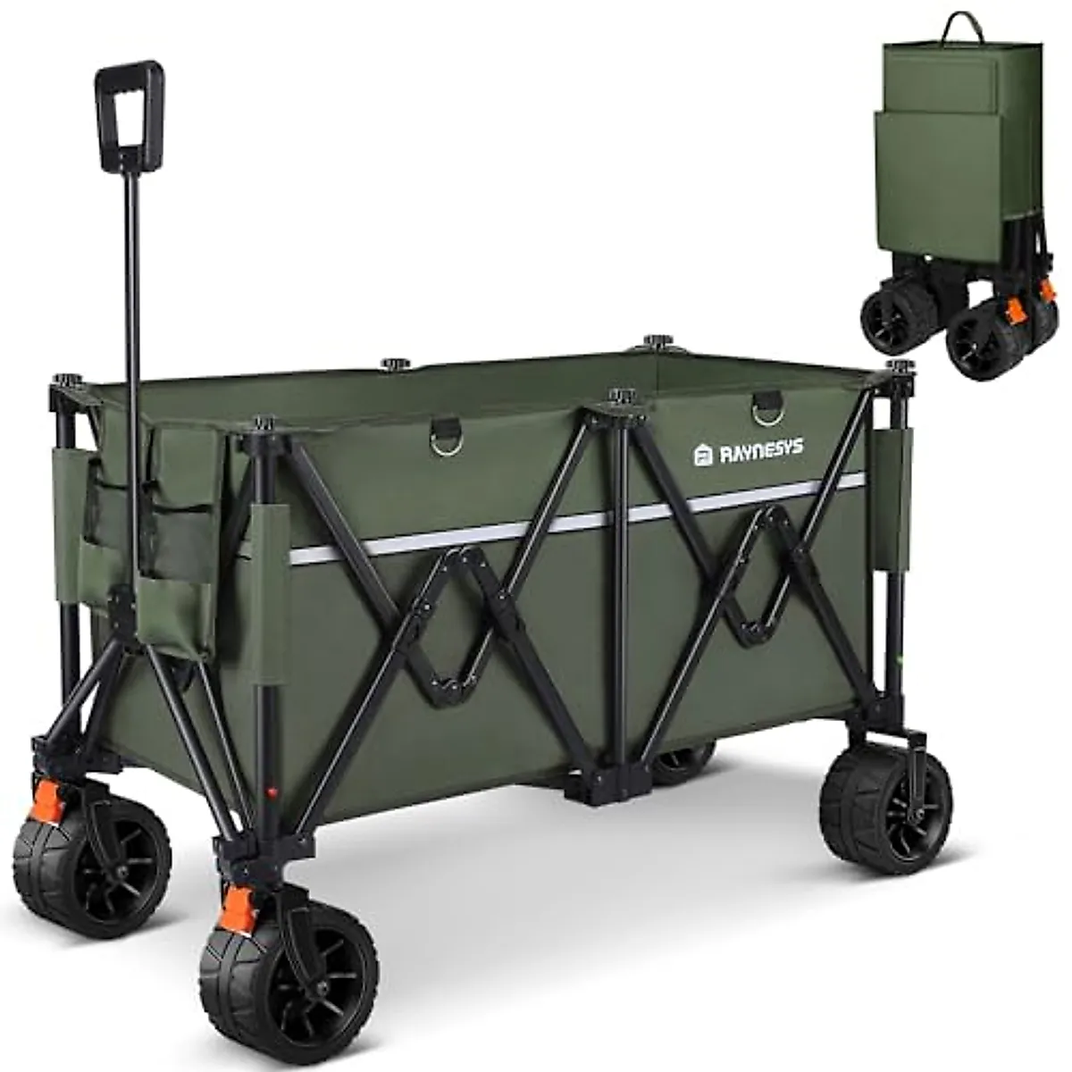 Raynesys Wagon Cargo with Big Wheels, Heavy Duty 440 lbs Folding Beach Carts with Big All-Terrain Wheels