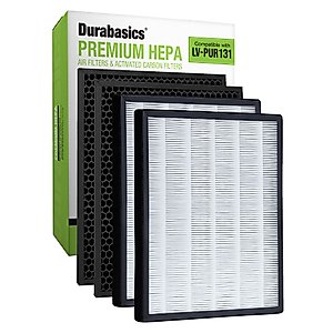 Durabasics Air Purifier Replacement Filter for Levoit LV-PUR131 | 2 HEPA Filters & 2 Activated Carbon Pre Filters for Better Adsorption