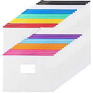 EOOUT 36pcs Plastic Envelopes Poly Zip Envelope Zipper File Folders, A4, Letter Size, 11 Colors, for School and Office Supplies