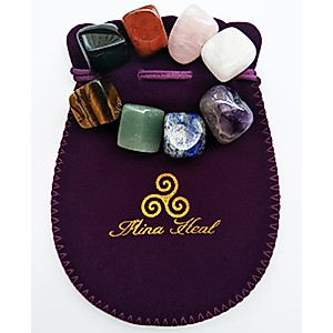 Chakra Stones Set of 7+1, Protection Crystals for Chakra Balancing, Healing Crystals and Stones for Crystal Therapy, Meditation & Reiki, Tumbled & Polished