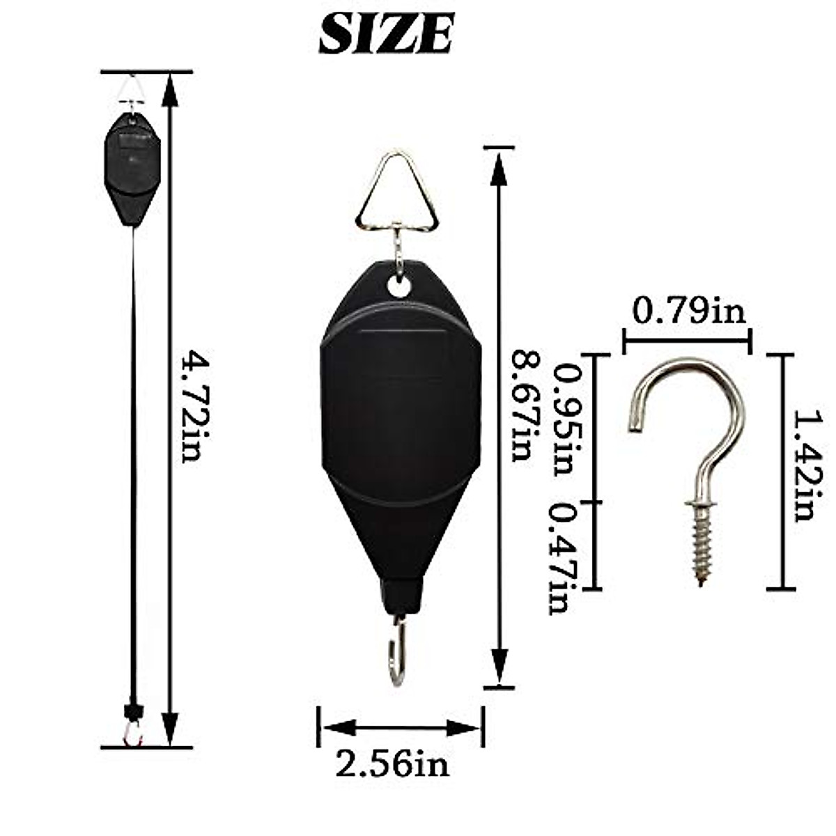 TIHOOD 3PCS Plant Pulley Hanger with 3 PCS Metal Ceiling Plant Hooks, Retractable Plant Hook Pulley, Adjustable Heavy Duty Plant Hanging Pulleys for Garden Baskets & Bird Feeder