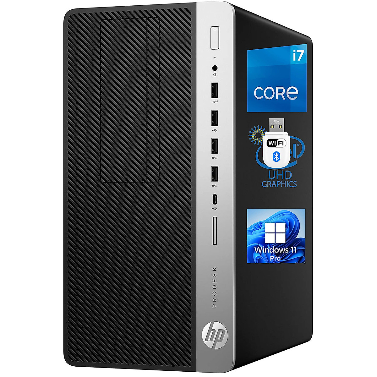 HP ProDesk 600 G3 Tower- i7-7700, 32GB Ram, 1TB SSD, AMD Radeon RX 460 2GB, DisplayPort, DVI, HDMI 4K Support, USB-Type-C, AC WI-FI, Bluetooth - Windows 10 Pro (Renewed)