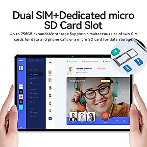 2+32G 10.1-Inch Android 12 Tablet Pc IPS HD Ultra-Thin Screen Bluetooth Dual Band WiFi Tablet Computer 8000mah Battery Card Dual Sim HD Voice (Black)