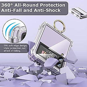 Case with Hinge Protection Clear Samsung Flip 4 Case with Kickstand Protective Cover for Samsung Galaxy Z Flip 4 5G (2022) - Clear