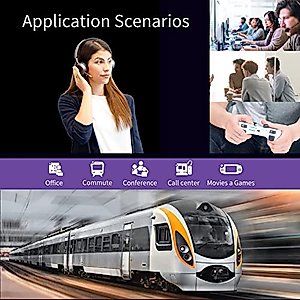 OPUXT Alcatel-Lucent Wireless Headset with Microphone - Stereo Headphones with Active Noise Canceling (ANC) - Connect PC/Mac/Mobile via Bluetooth -Works w/Teams, Zoom & More-MS/UC Compatibility
