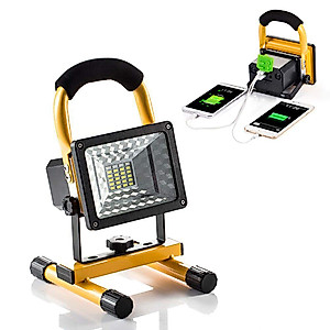 OEUUDD Work Light, 4000LM 3 Brightness Modes LED Work Lights, IPX5 Waterproof Flood Lights, 6000K Daylight Portable Work Lights with Stand Perfect for Workshop, Construction Site, Job Site