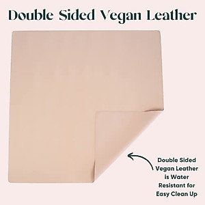 AVA + OLIVER Vegan Leather Multipurpose Play Mat - Indoor Outdoor Picnic Beach or Splat Mat - Waterproof and Sand Proof Foldable Blanket (Square (47" x 47"), Pink)