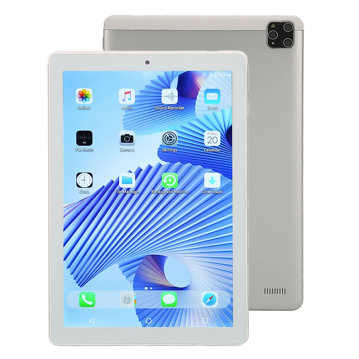 TOPINCN Kids Tablet, 10.1 Inch Tablet Silver 100-240V for Drawing for Android 10 (US Plug)