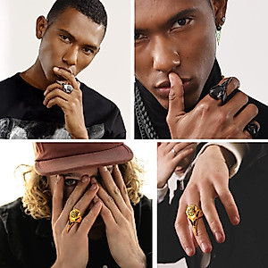 PROSTEEL Pinky Ring Size 7 Goth Vintage Viking Jewelry Raven Skull Long Finger Cool Rings For Men